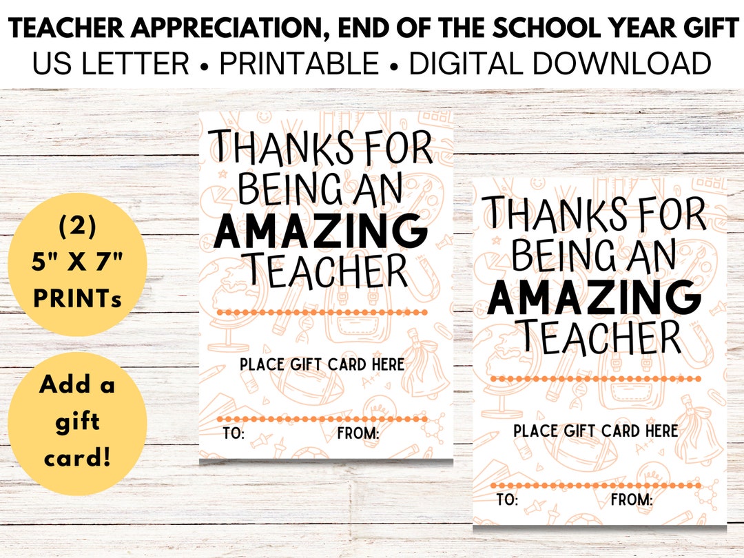 End of the Year TEACHER Gift, Gift Card Holder for Teachers, School ...