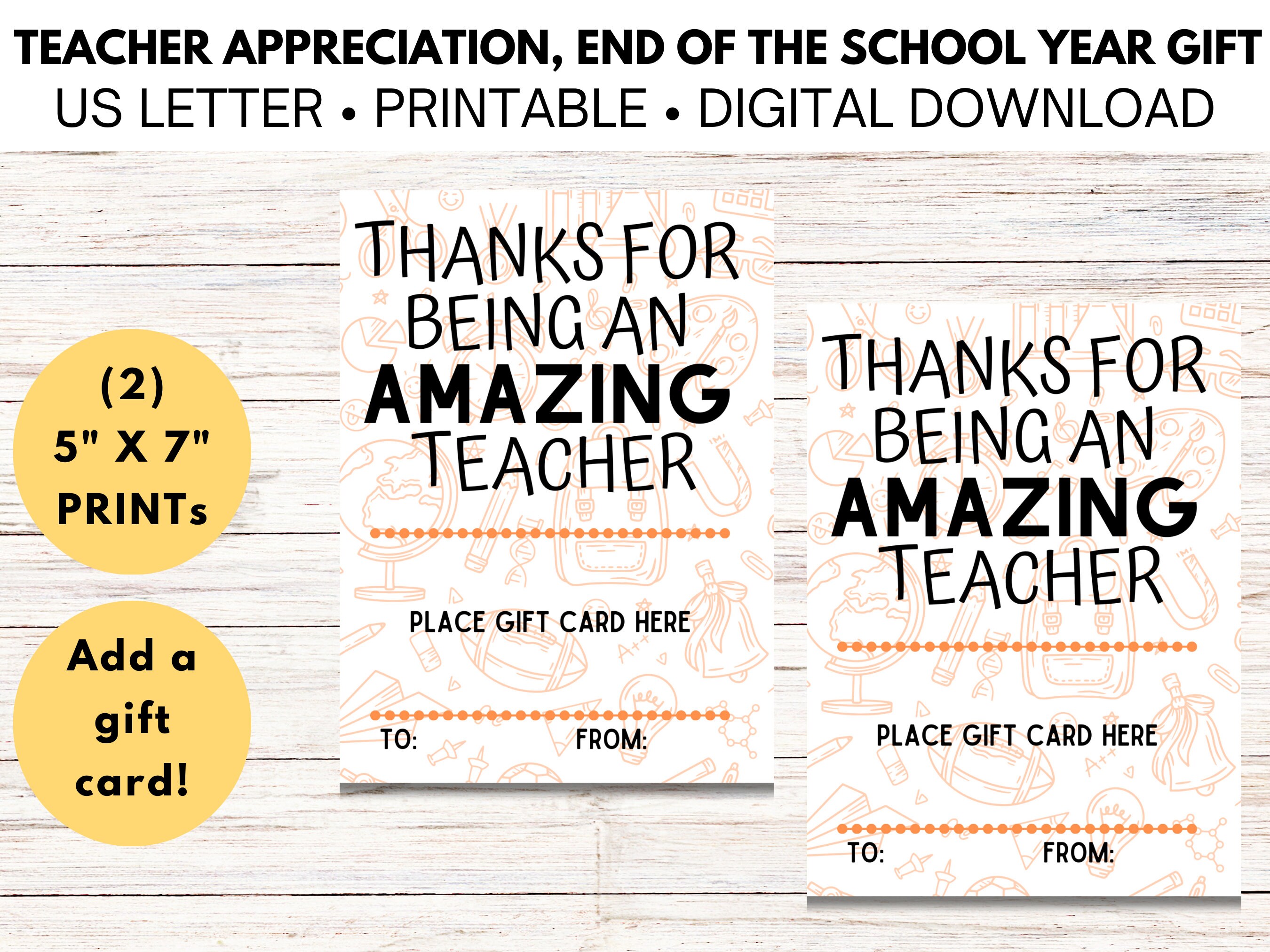 End of the Year TEACHER Gift, Gift Card Holder for Teachers, School ...