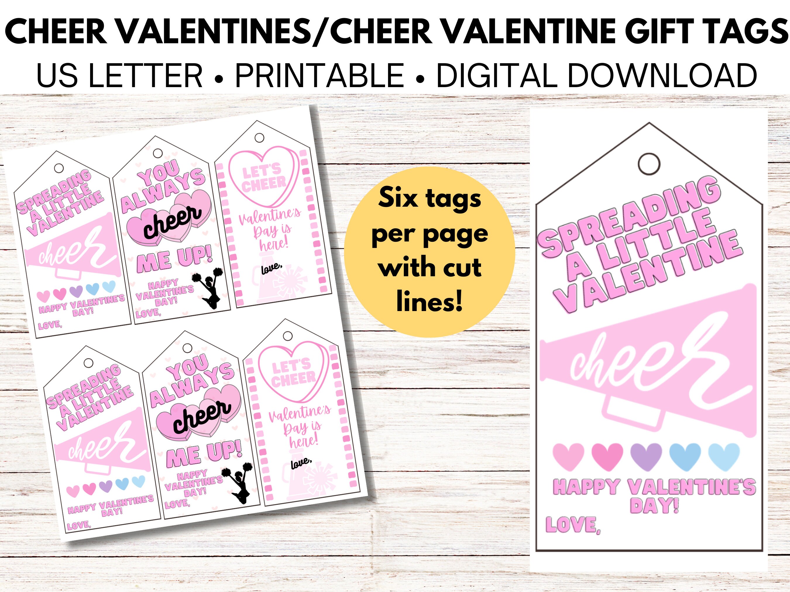 CHEER Valentine's Day Gift Tags, Cheer Me up Gift Tags, Cheerleading ...