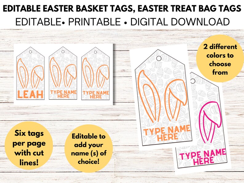 EDITABLE Easter Tags, Editable Easter Basket Tags, EDITABLE Easter ...