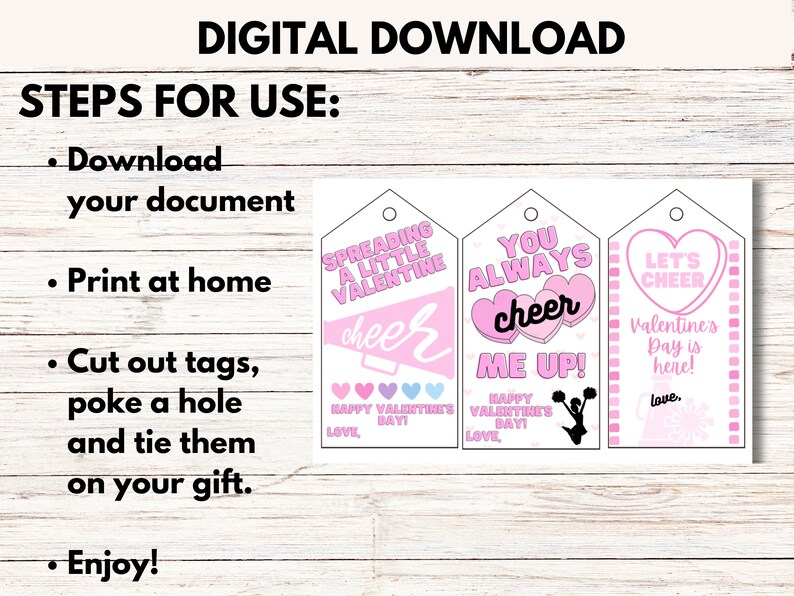 CHEER Valentine's Day Gift Tags, Cheer Me up Gift Tags, Cheerleading ...