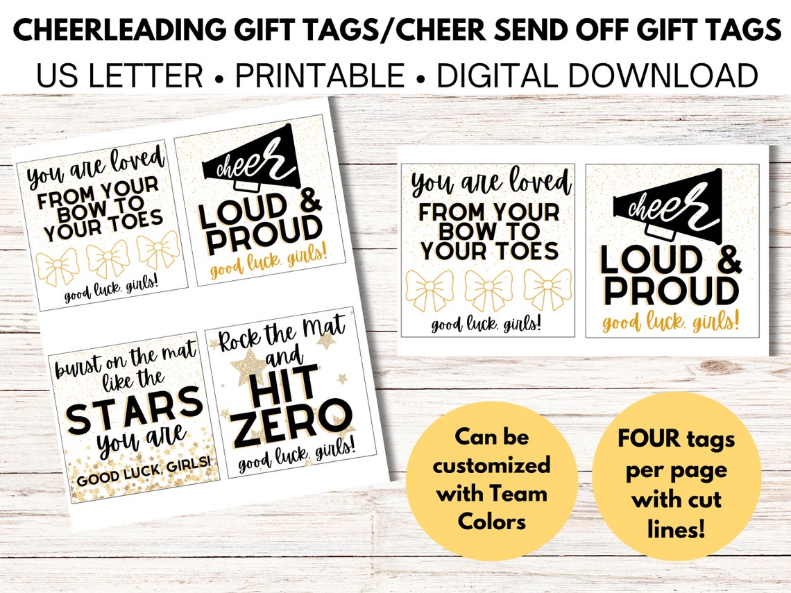 Cheerleading Gift Tags, Competition Cheer Gift Tags, Cheerleading Send ...