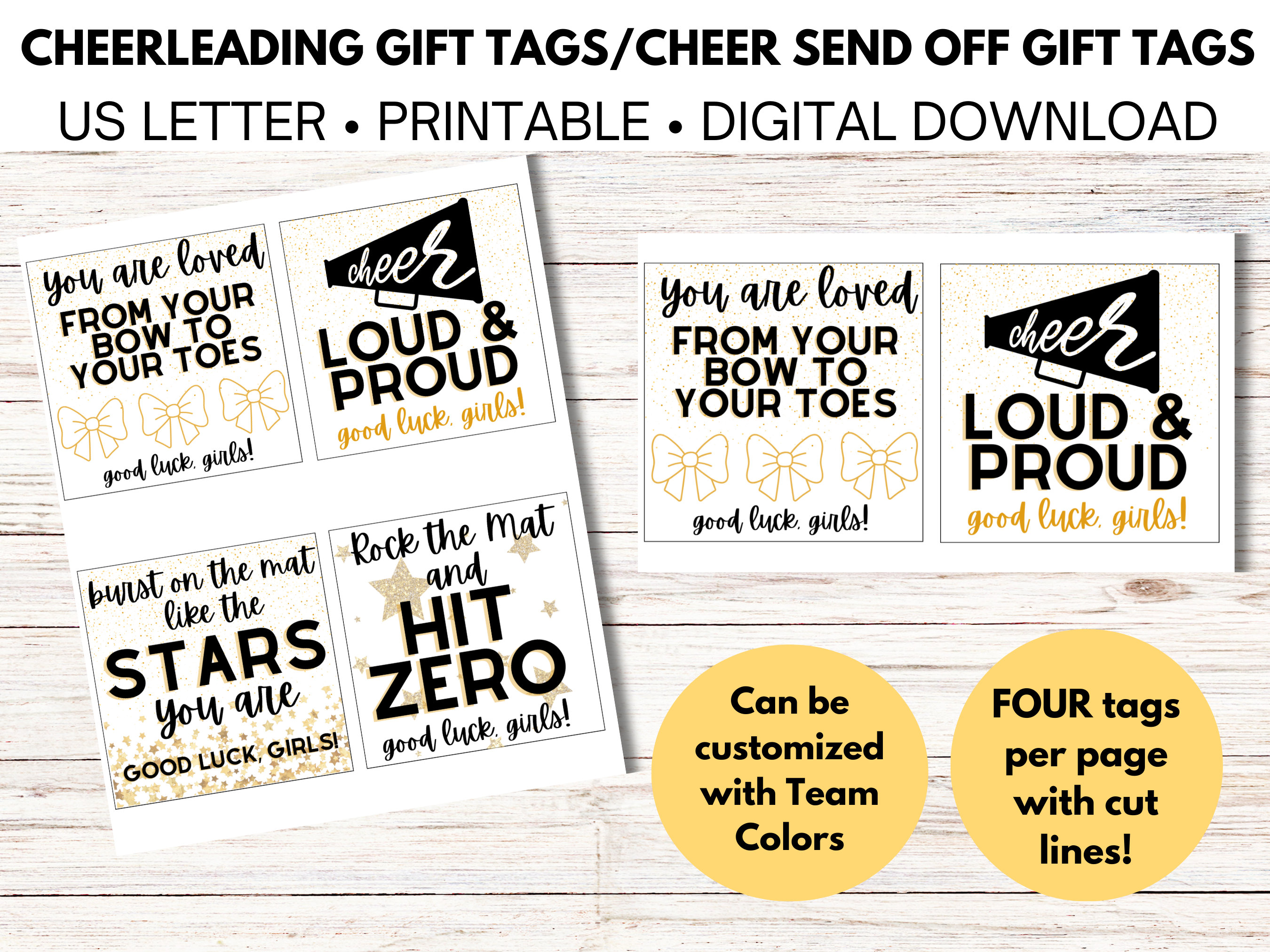 Cheerleading Gift Tags, Competition Cheer Gift Tags, Cheerleading Send ...
