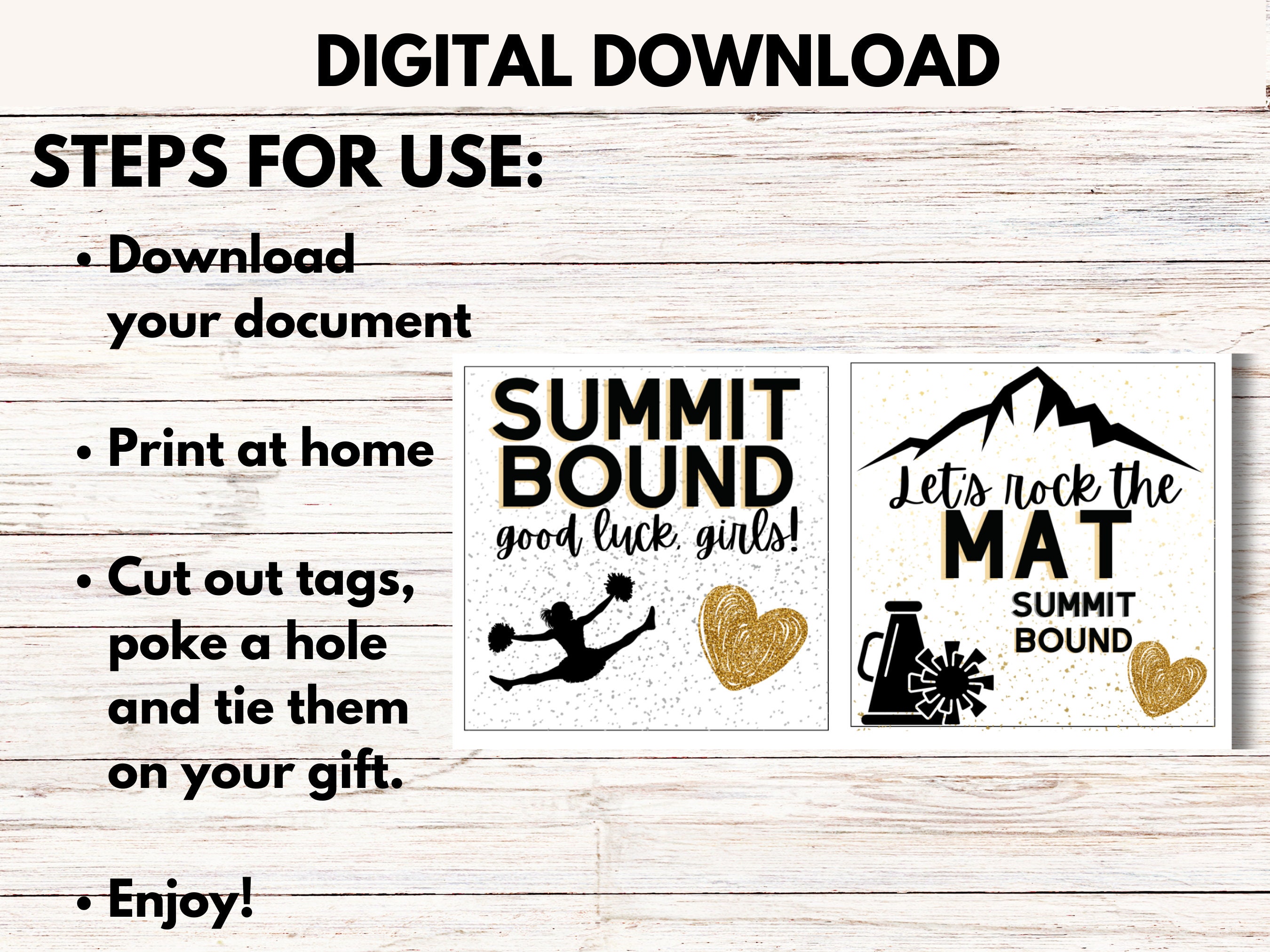 CHEERLEADING SUMMIT Gift Tags, SUMMIT Send off Gift Tags, Cheerleading ...