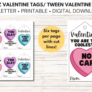 GEN Z Valentine Gift Tag/gen Z Printable Valentine Treat Tags, TWEEN ...