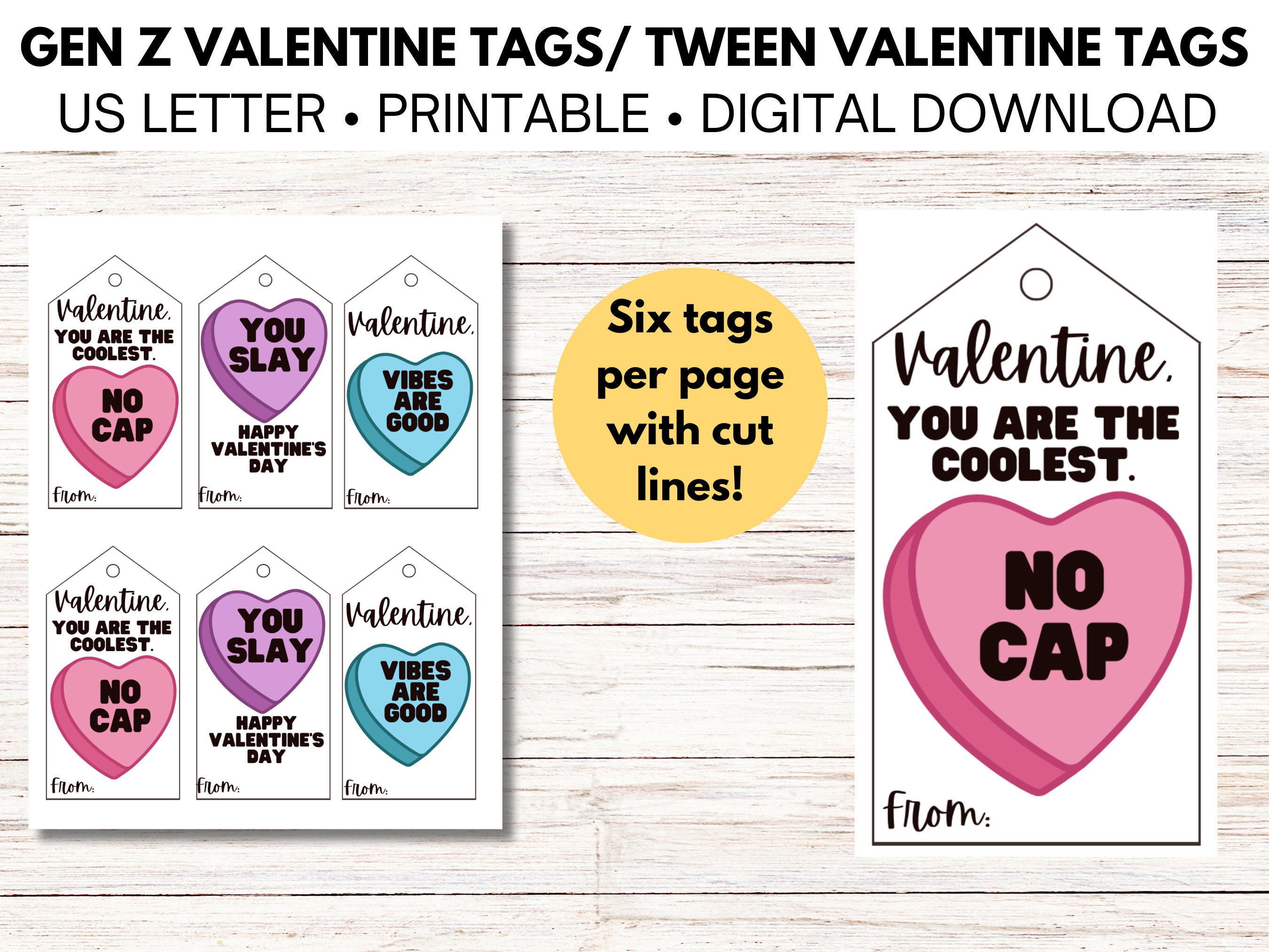 GEN Z Valentine Gift Tag/gen Z Printable Valentine Treat Tags, TWEEN ...