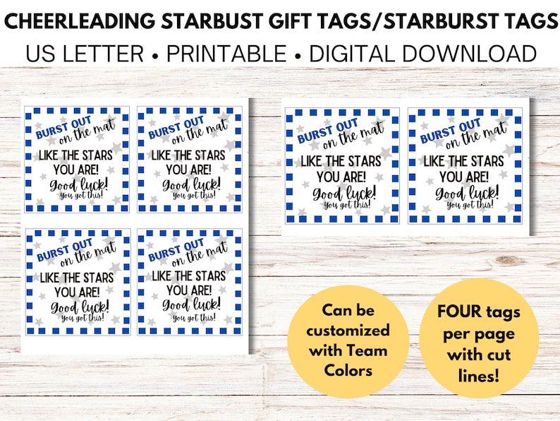 CHEER TRY OUT Gift Tags, Cheer Competition Gift Tags, Cheer Send off ...