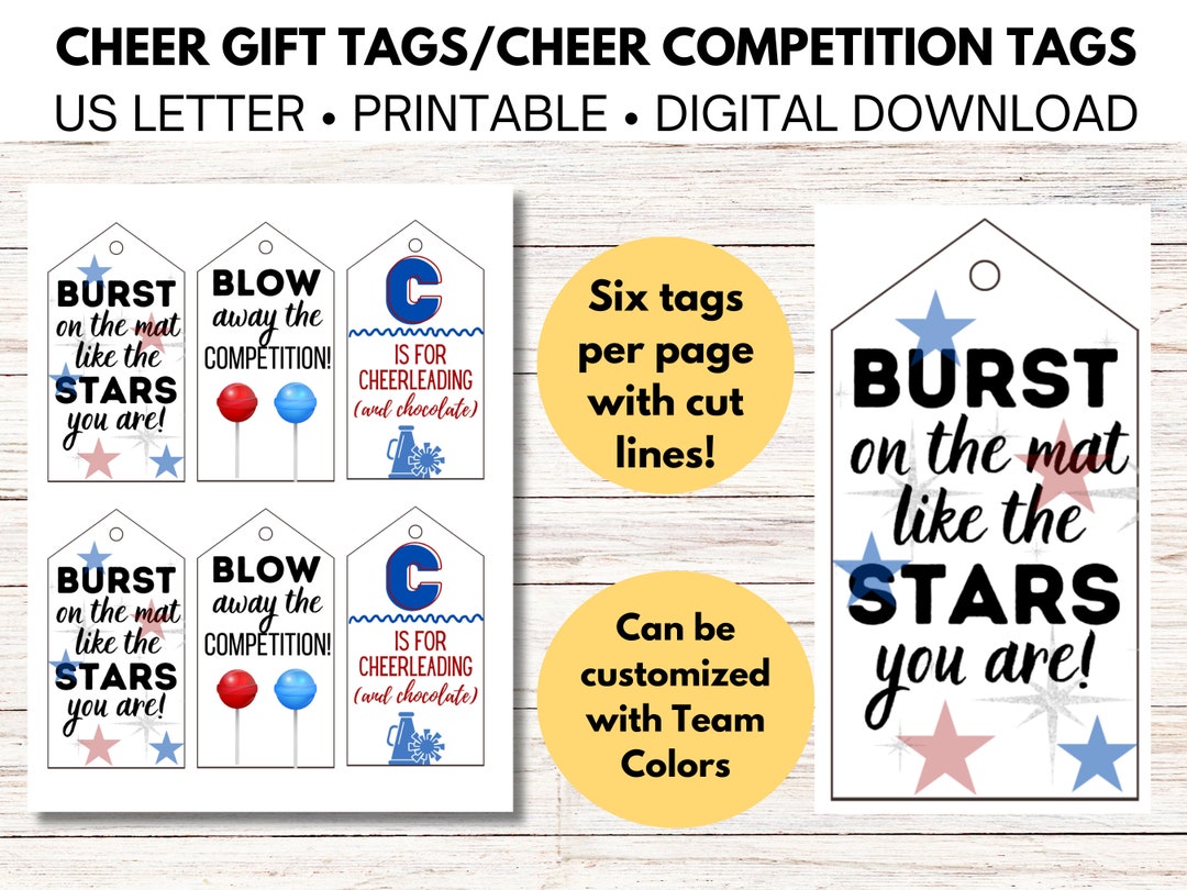 Cheer Good Luck Tags/cheer Gift Tags, Competition GIFT Tags, Cheer ...