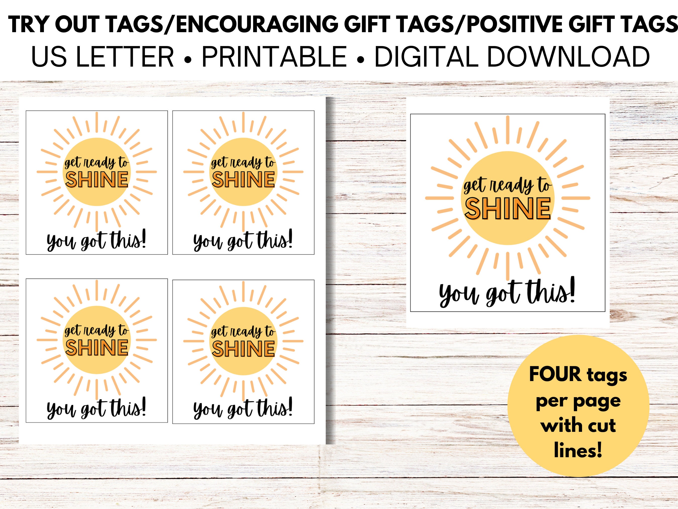 Get Ready to SHINE Tags, Sports Good Luck Tag, Cheer Good Luck Tags ...