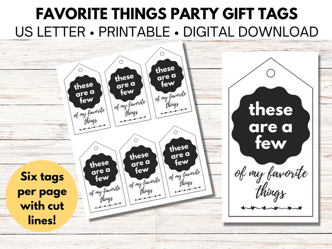 Favorite Things Party Gift Tags - Etsy