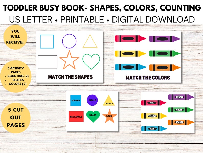TODDLER BUSY BOOK- Shapes, Colors and Counting - Etsy