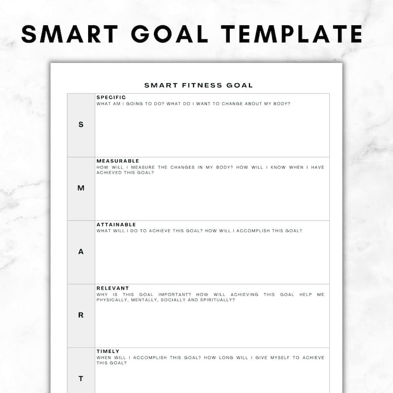 Easy Fitness and Weight Loss SMART Goal Setting Template Printable - Etsy
