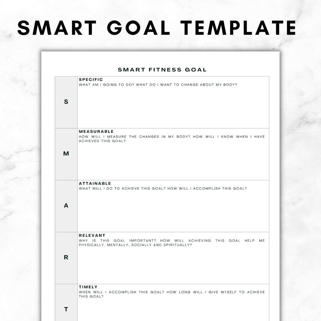 Easy Fitness and Weight Loss SMART Goal Setting Template Printable - Etsy
