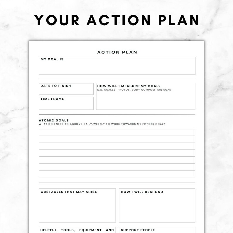 Easy Fitness and Weight Loss SMART Goal Setting Template Printable - Etsy