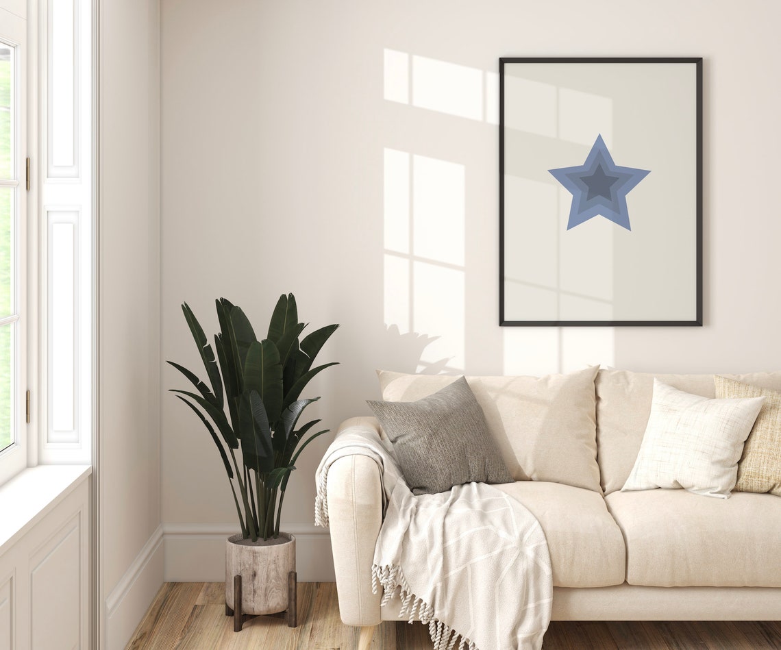 Blue Star Poster, Blue Wall Art, Trendy Decor, Room Decor, Home Decor ...