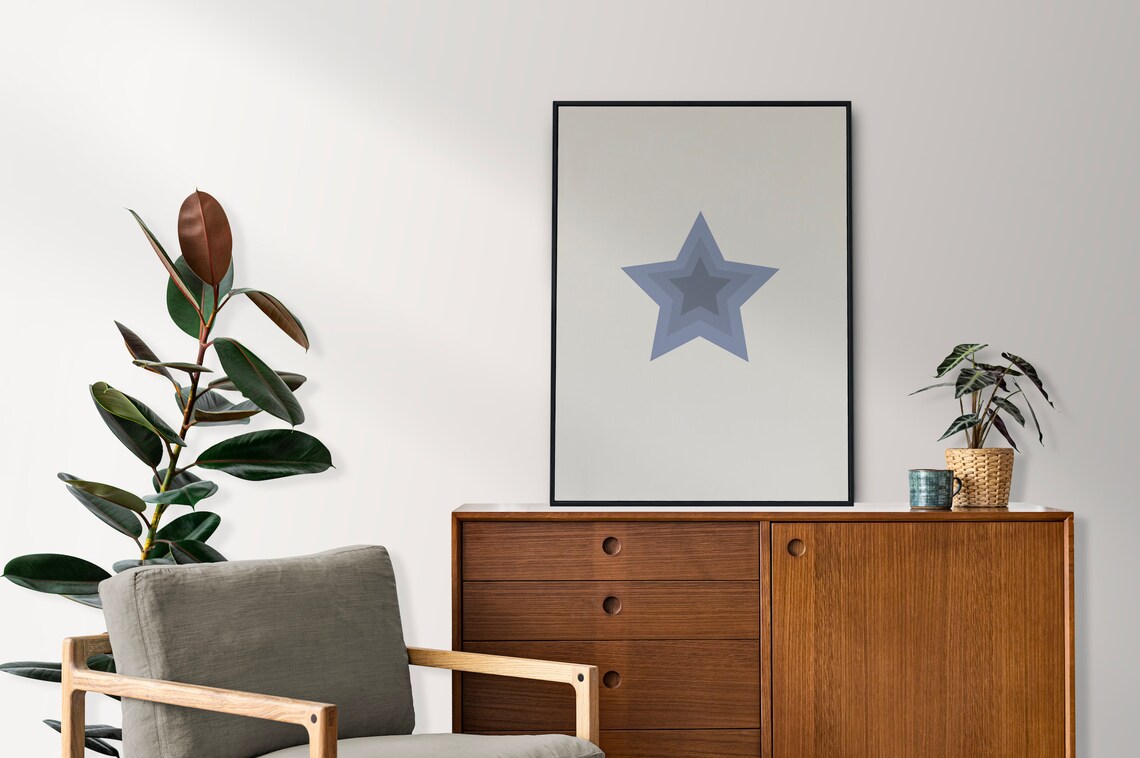Blue Star Poster, Blue Wall Art, Trendy Decor, Room Decor, Home Decor ...
