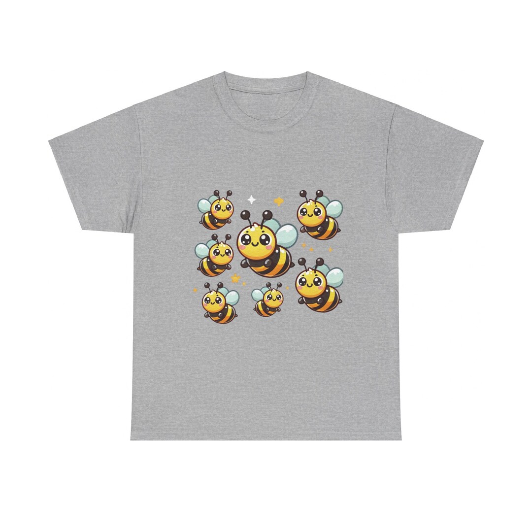 Bee Happy: Adorable Buzz Crew T-shirt, Cute Yellow and Black Cheerful ...