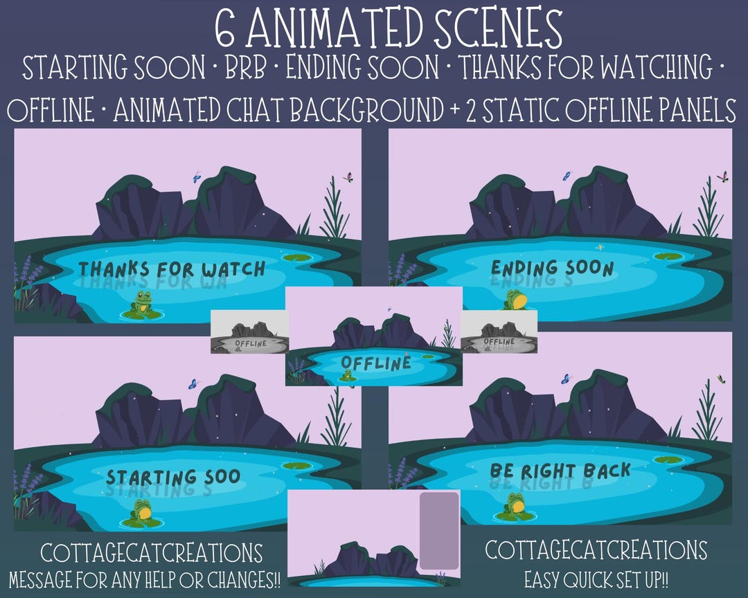 Pond Nature Animated Stream Overlay Package for Twitch, Youtube ...