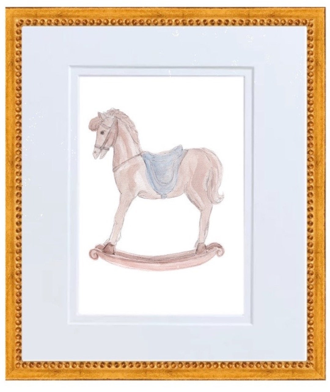 Rocking Horse Hand Painted Watercolor Print With Mat - Etsy