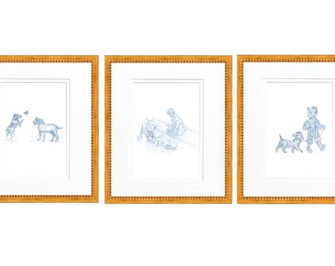 Snips and Snails Toile Hand Painted Watercolor Print With Mat- Best ...