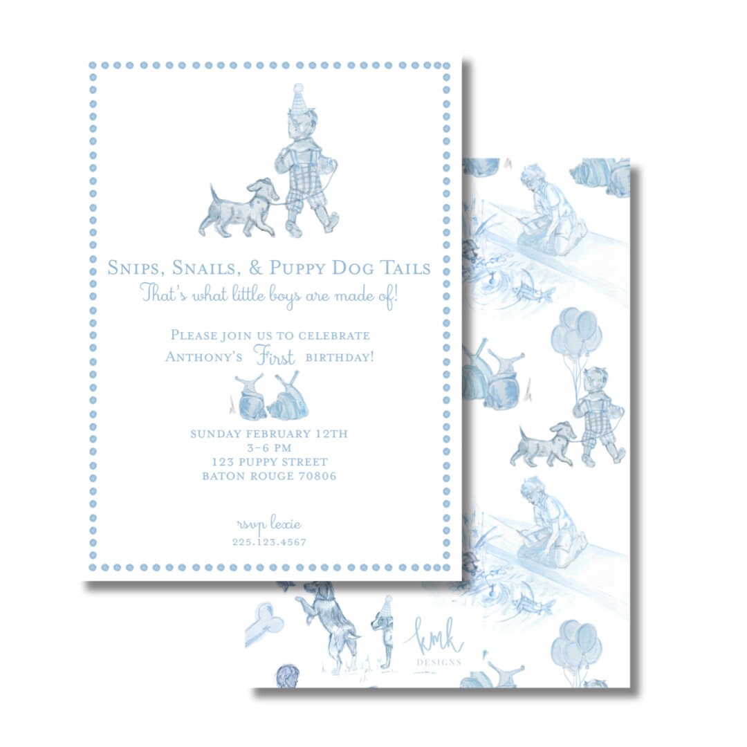 Snips, Snails, and Puppy Dog Tails Birthday Invitation Digital Download ...