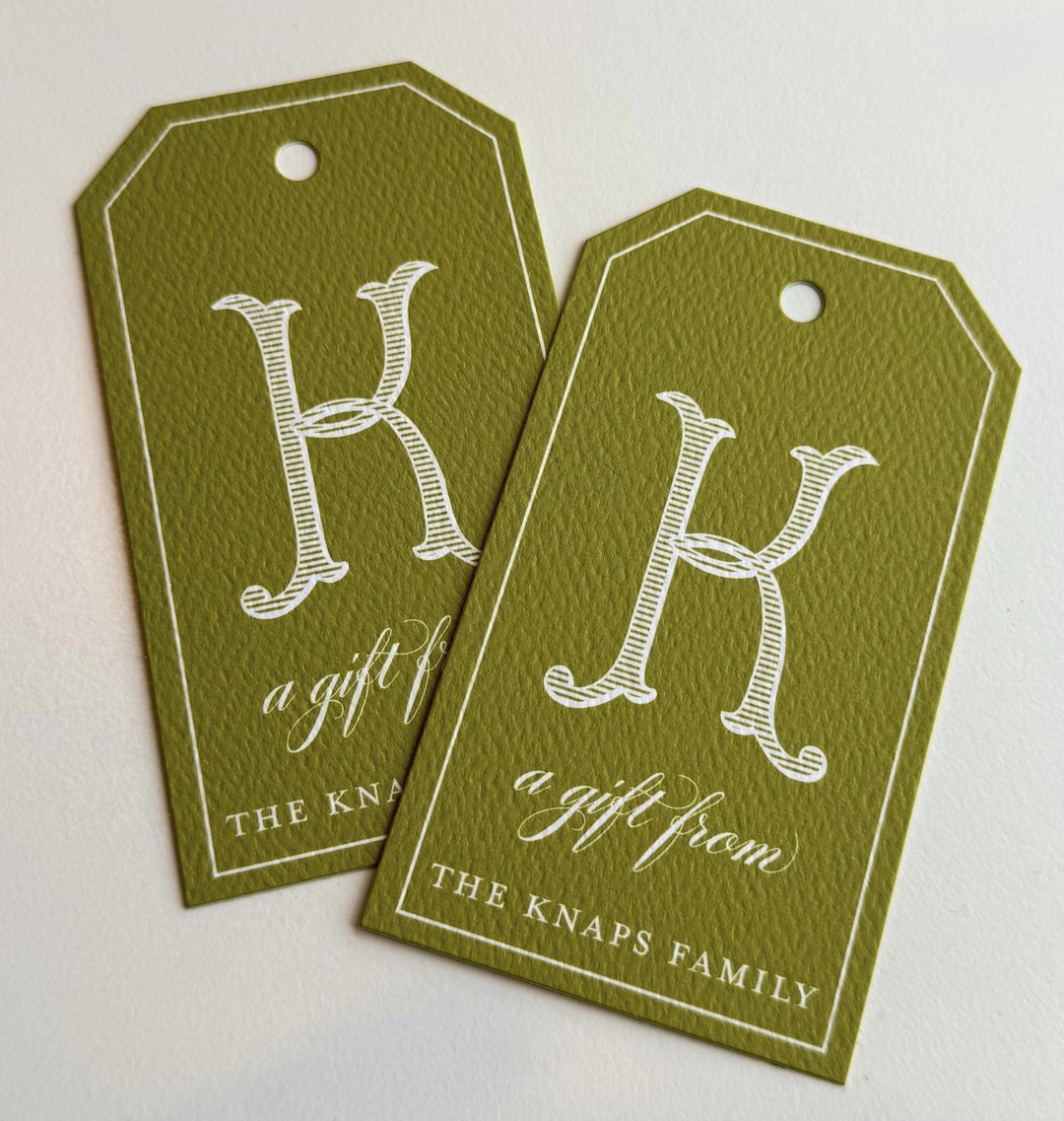 Personalized Angled Family Initial Gift Tags- Custom Favor Tags for ...