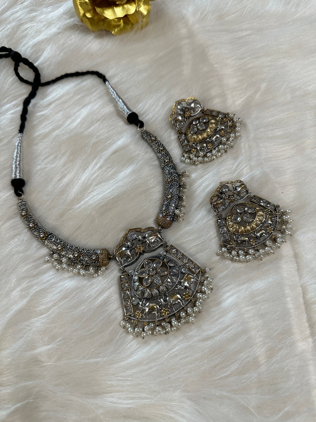 Dual Tone Gold German Silver /sabyasachi Inspired Jewelry Set/fusion ...