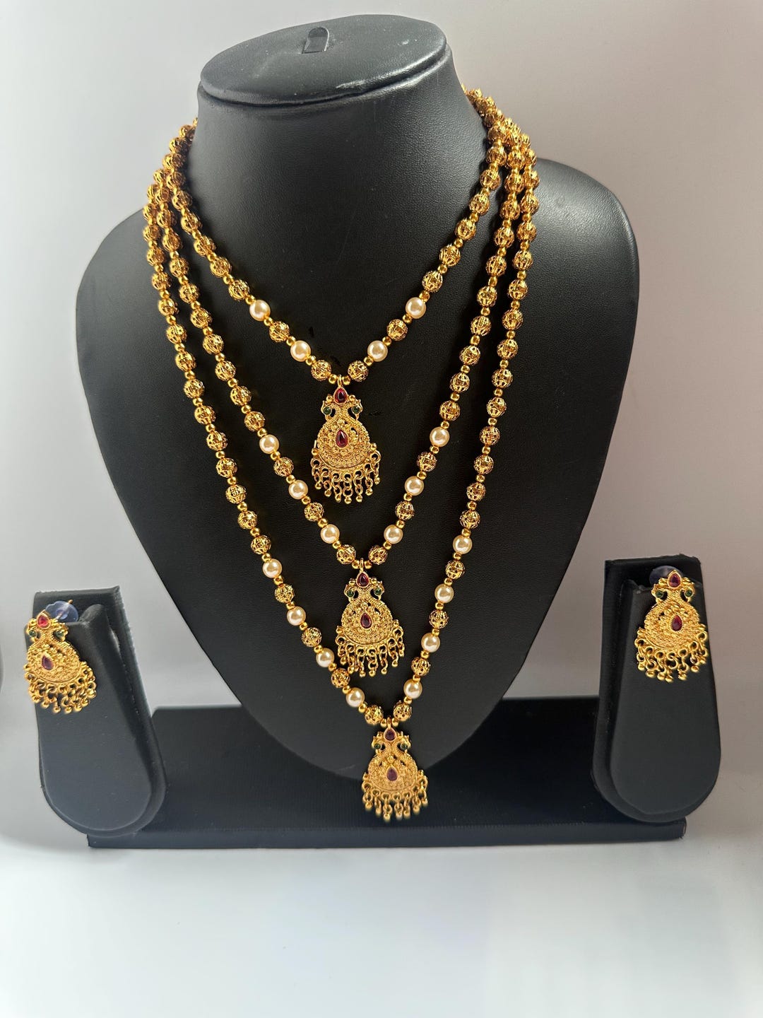 Kolhapuri 3-layer Necklace Set, Indian Maharashtrian Jewelry - Etsy