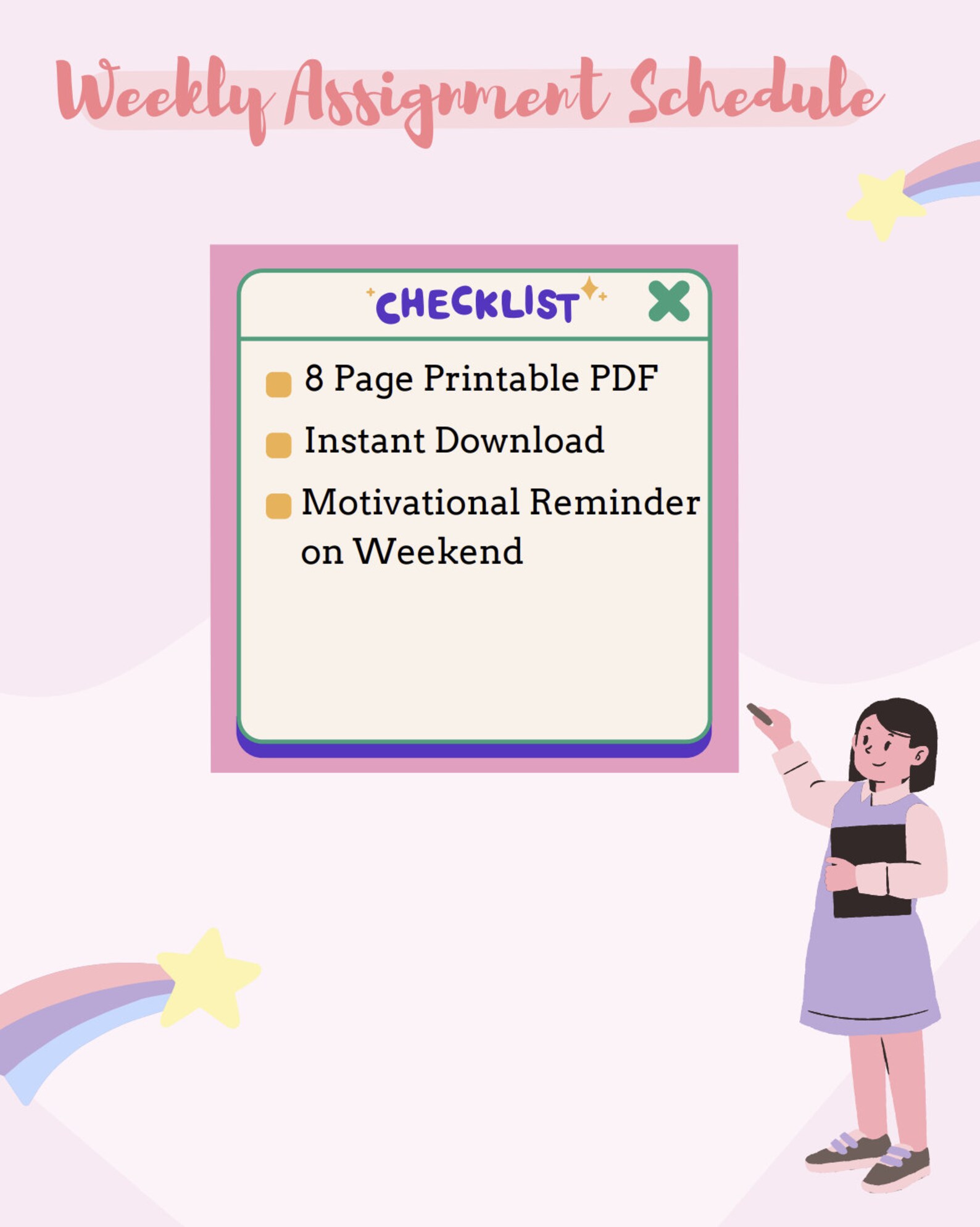 Weekly Assignment Schedule, Weekly Study Planner, Study Schedule ...