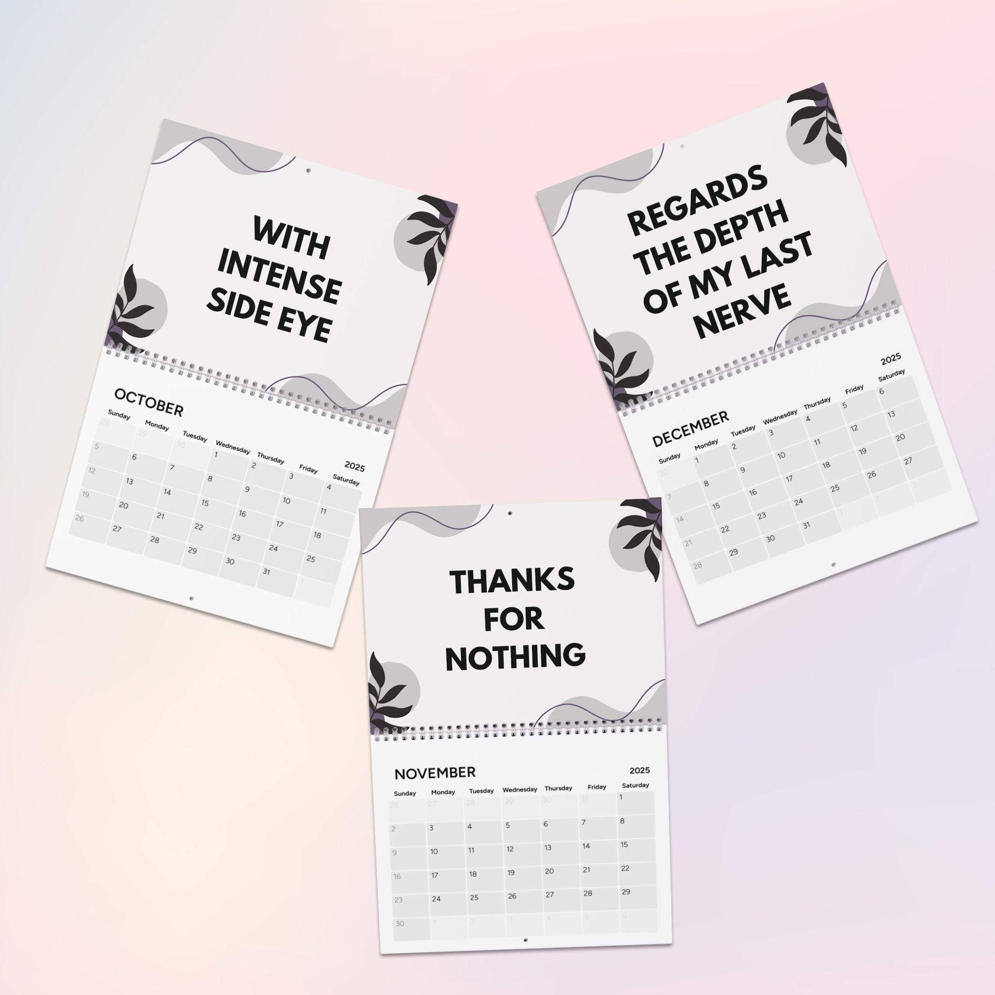 Funny 2025 Wall Calendar, Unhinged Email Sign Offs 2025 Calendar, Gift ...