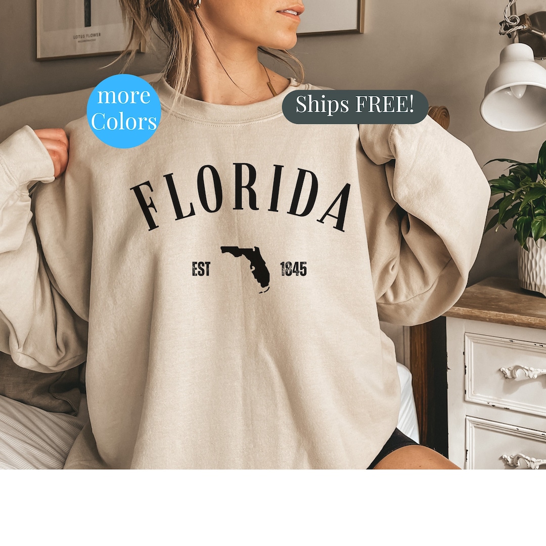 Florida Sweatshirt Vintage Florida Crewneck Miami Beach Sweatshirt ...