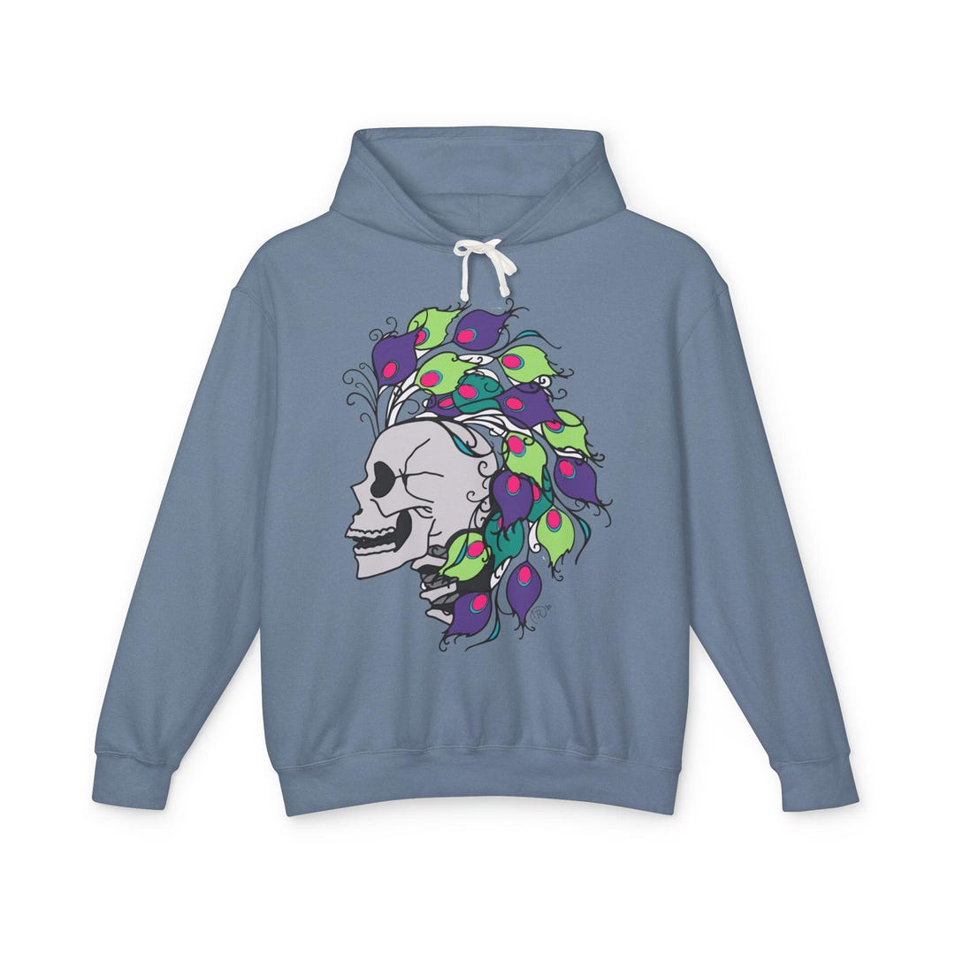 Syd Punk Skull Hoodie | Peacock Feather Mohawk Skull Hoodie | Original ...