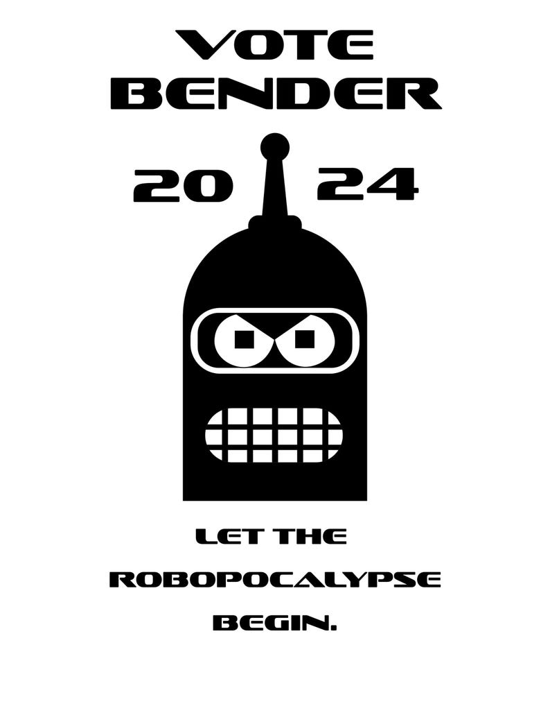 Bender Futurama Inspired Robopocalyse Election 2024 SVG PNG Design for ...