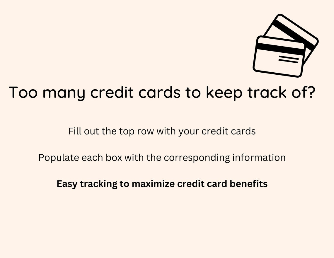 Fillable Credit Card Chart to Multiple Cards to Maximize - Etsy