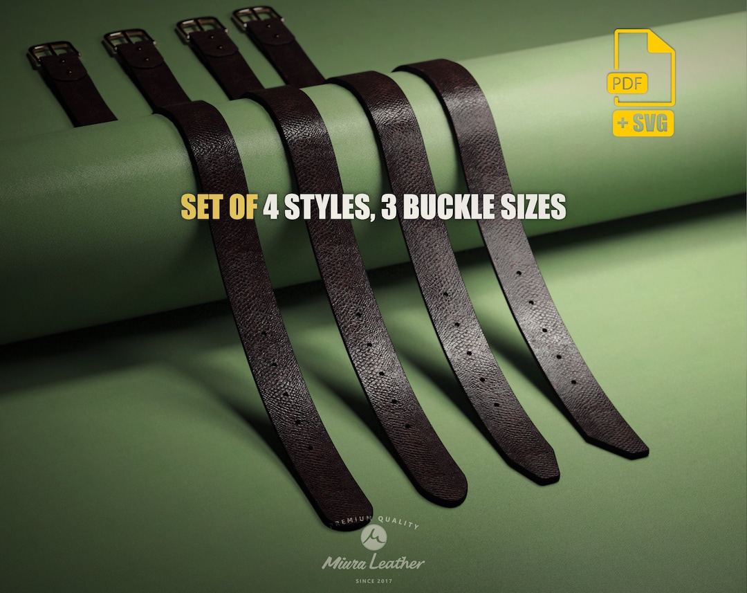 Set of 4 Styles, 3 Buckle Sizes | Leather Belt Pattern Pack | DIY ...