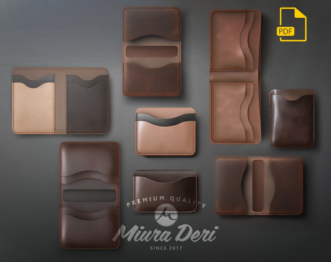 Set of 7 Leather Wallet Patterns Beginner Leather Craft Pattern Pack ...