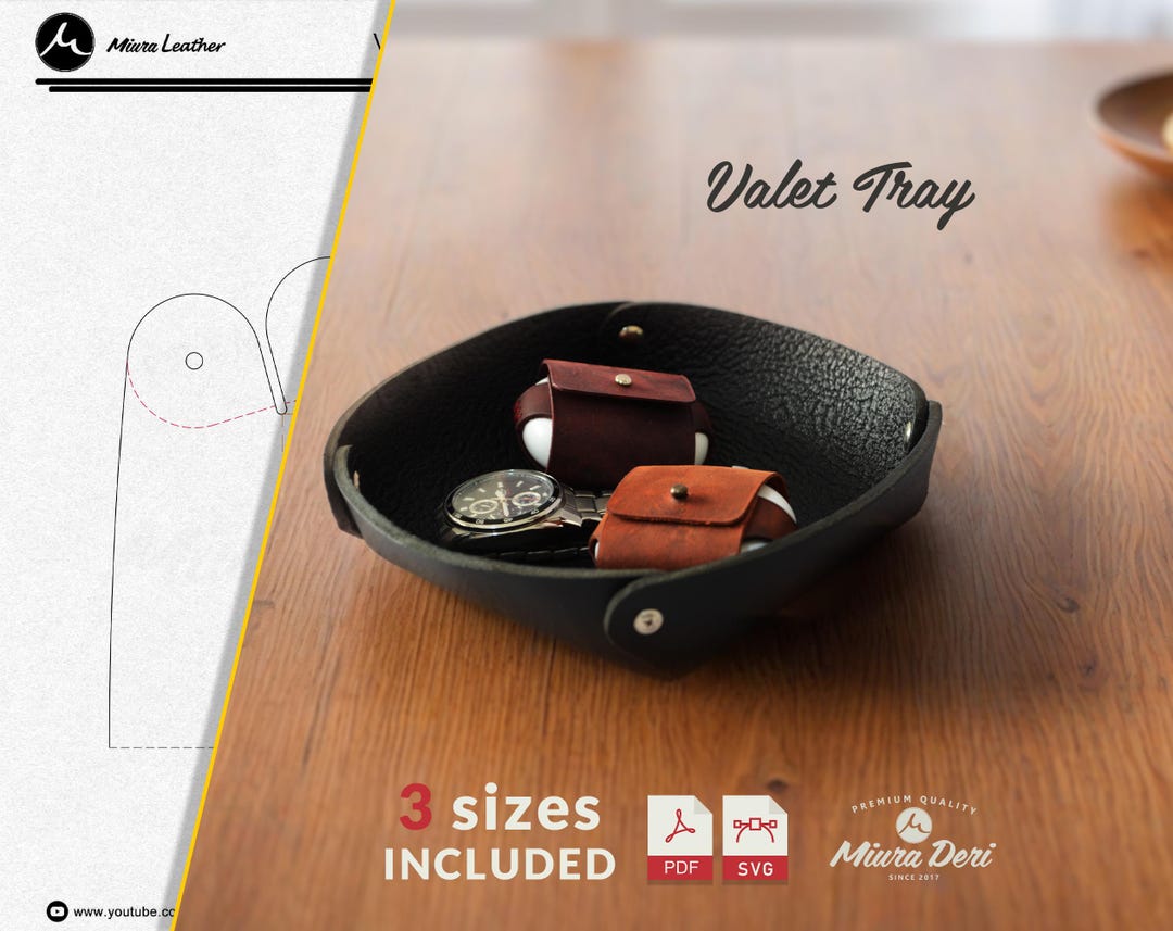 Leather Valet Tray Pattern | Rivet Assembly, No Stitch ,3 Sizes, PDF ...
