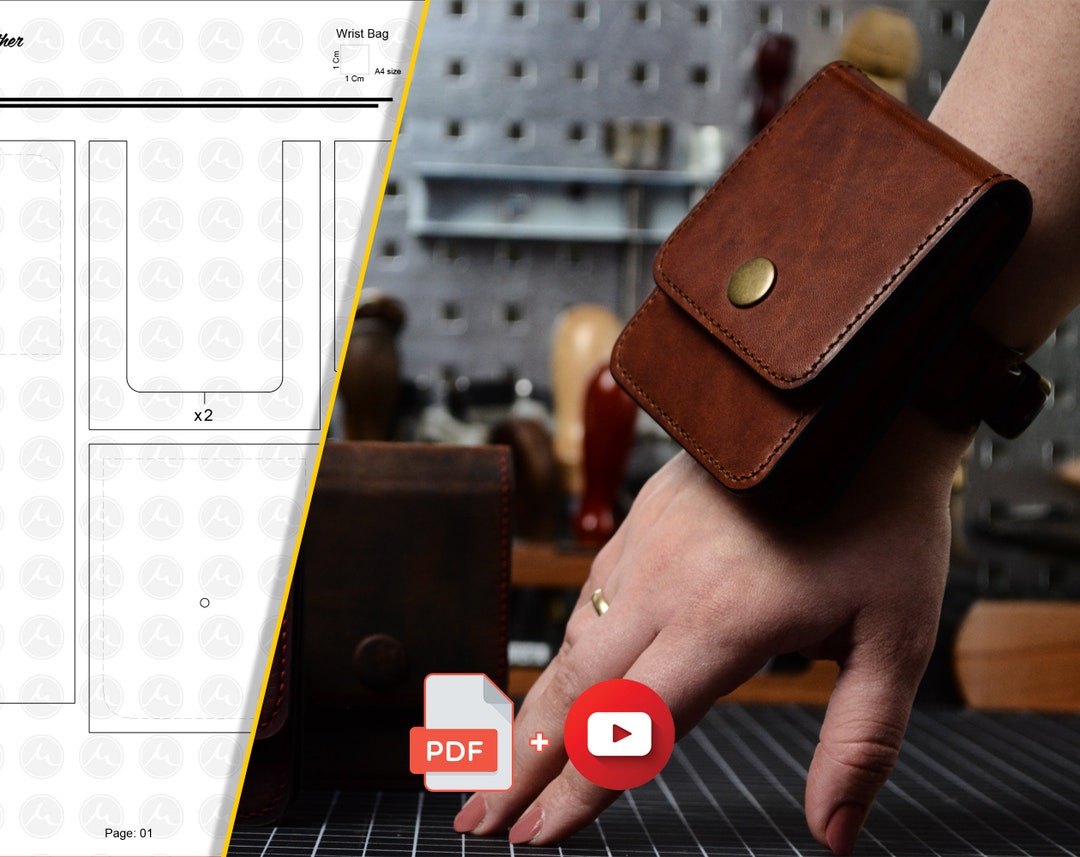 Stylish Wrist Bag Pattern – PDF & SVG for Advanced Leather Crafters - Etsy