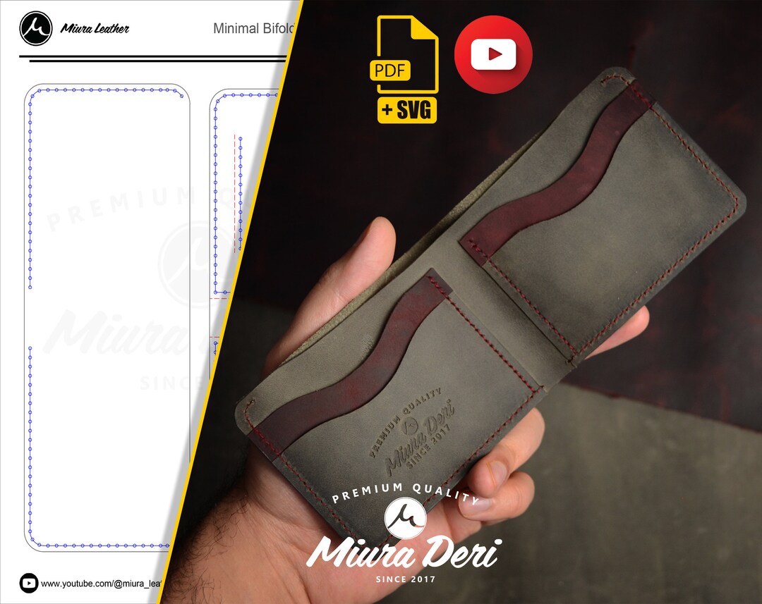 Minimalist Bifold Leather Wallet Pattern | PDF & SVG Digital Download ...