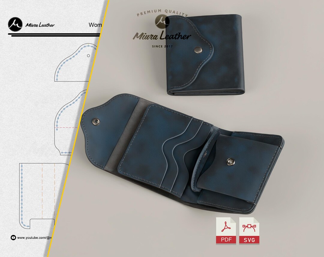 Coin Pocket Wallet – PDF & SVG – Pattern for Compact Leather Template ...