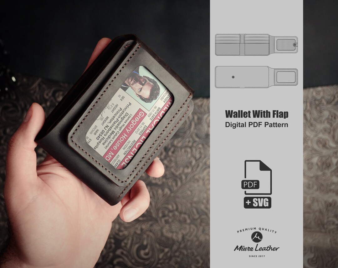 PDF & SVG Pattern for Wallet With Flap and ID Windows | Youtube ...