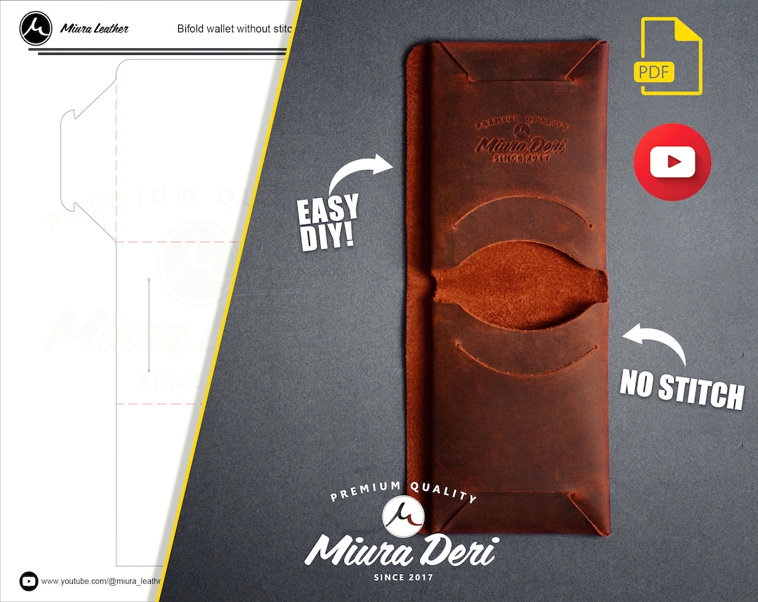 No-stitch Leather Bifold Wallet Pattern Video Tutorial on - Etsy