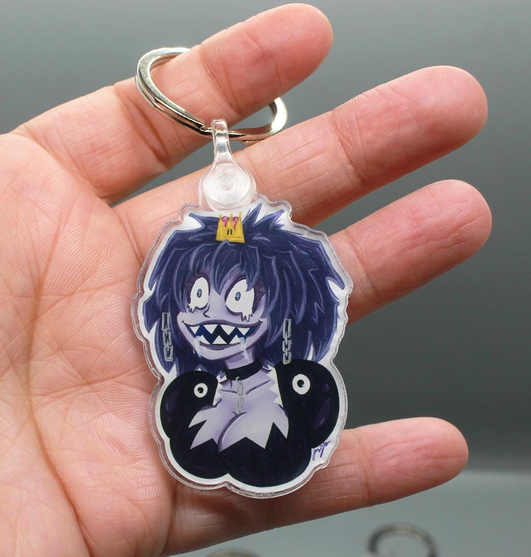 Chompette Keychain - Chain Chomp Girl - Mario Fan Art - Acrylic ...