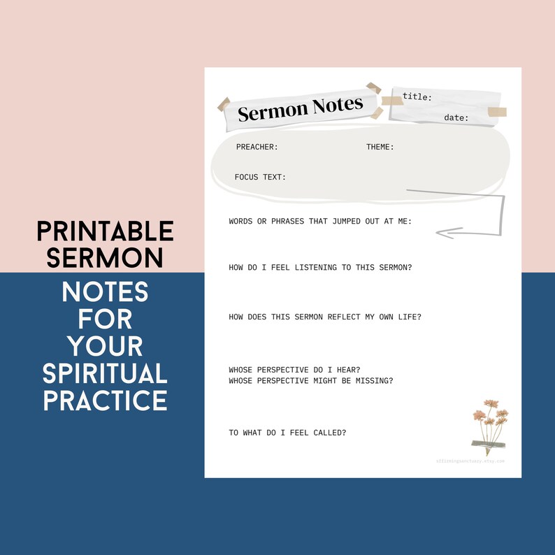 Sermon Notes, Graphic Sermon Notes Journal, Sermon Journal Pages, US ...
