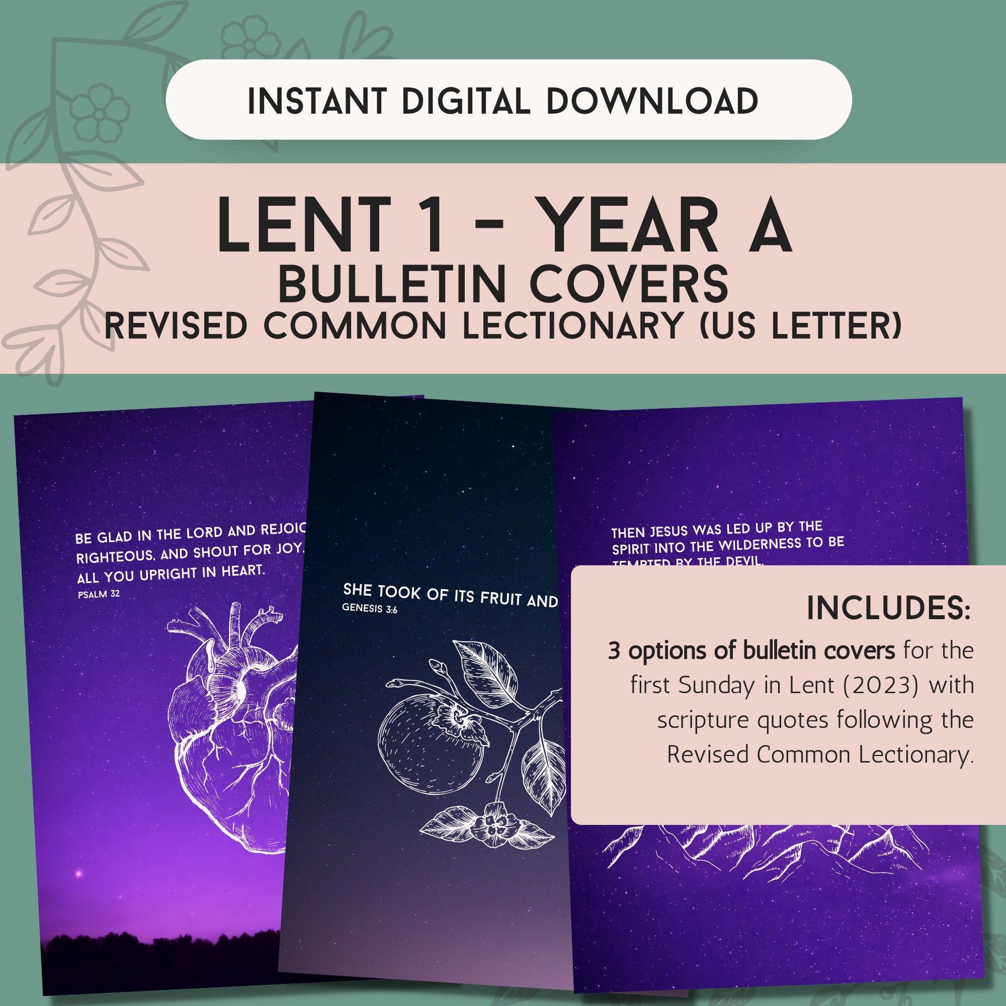 Printable Bulletin Covers for First Sunday in Lent (year A Revised ...