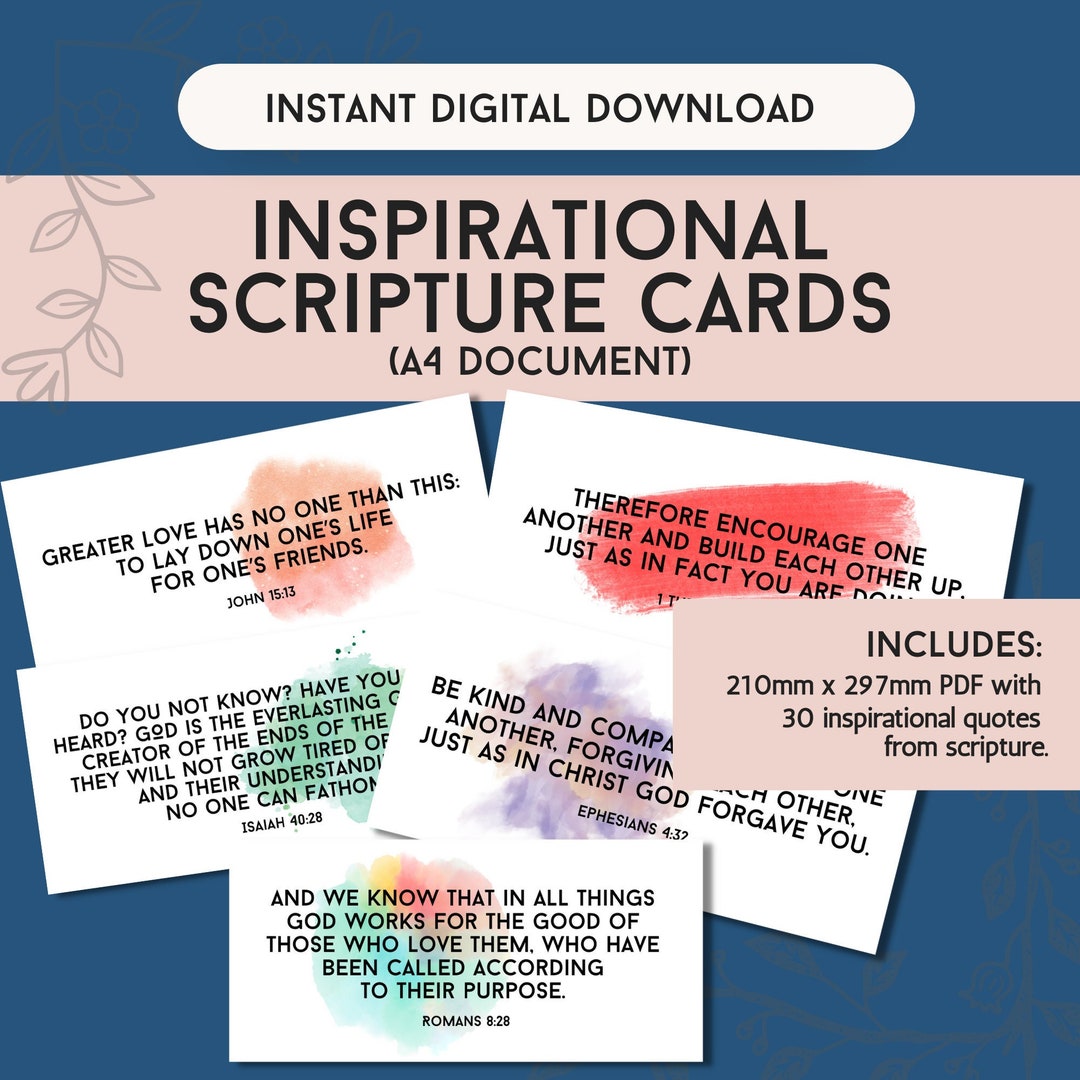 30 Inspirational Verse Cards, Printable Scripture Cards, Encouragement ...