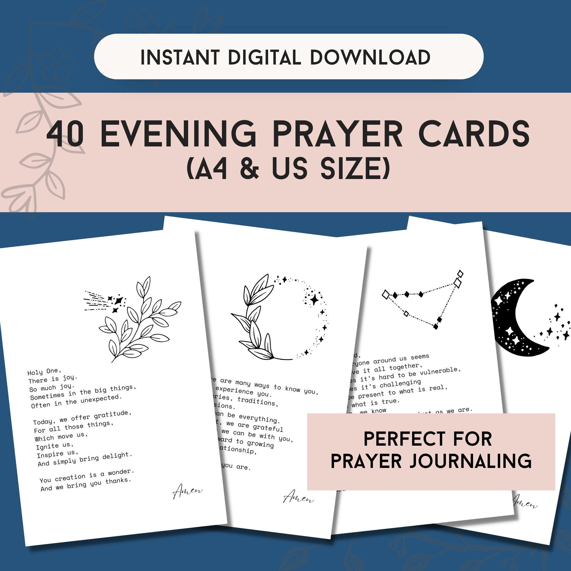40 Printable Minimalist Evening Prayer Cards, Perfect for Lent ...