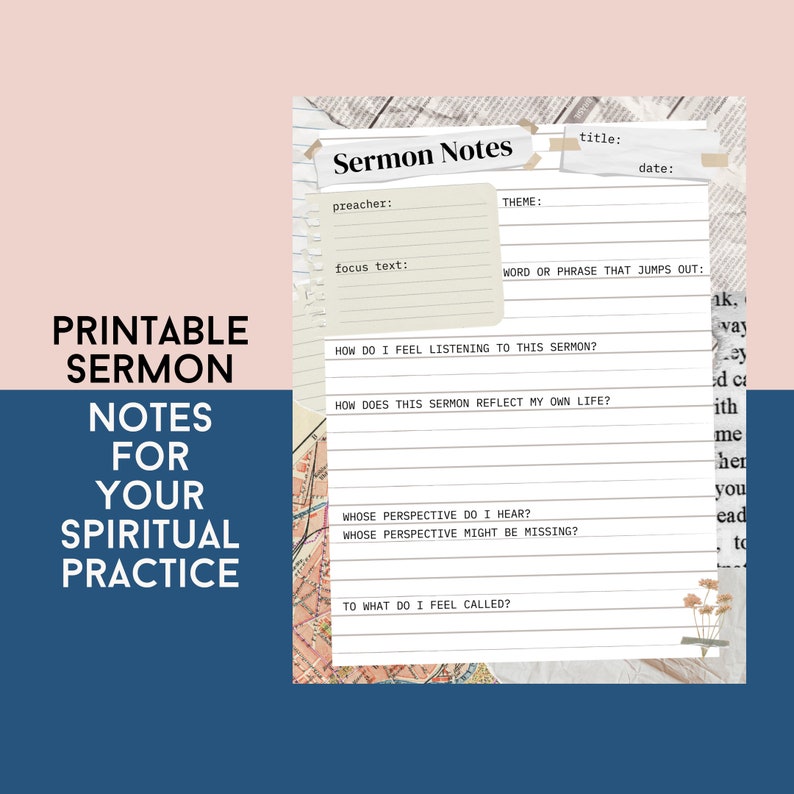 Sermon Notes, Graphic Sermon Notes Journal, Sermon Journal Pages, US ...