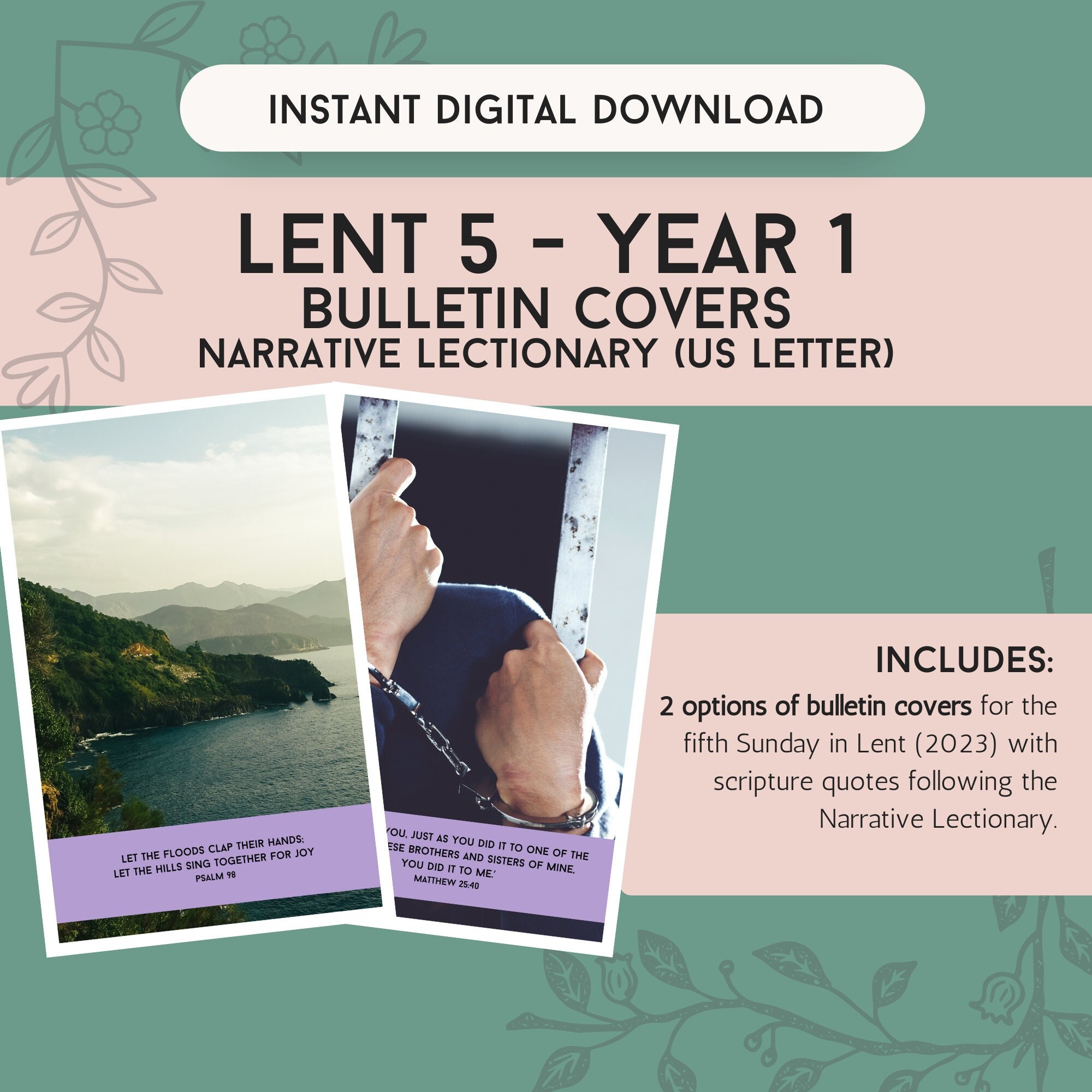 Printable Bulletin Covers for Fifth Sunday in Lent (lent 5) (year 1 ...