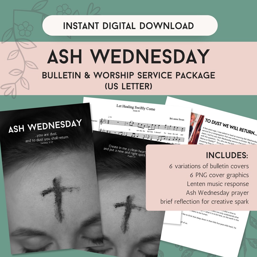 Printable Bulletin Cover for Ash Wednesday, Prayer, Reflective Spark ...
